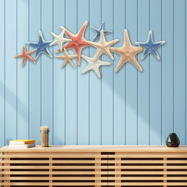 Coralia Coastal Star Fish Ensemble Wall Decor - Beach Style - Metal ...