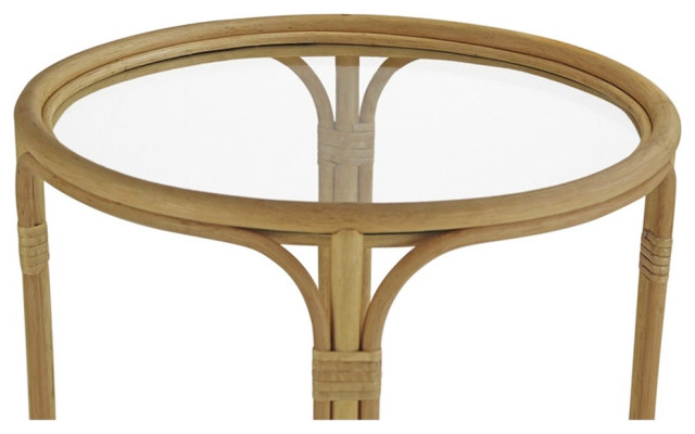 Gallerie Decor Bimini Transitional Rattan/Glass Side Table in Natural - Tropical - Side Tables ...