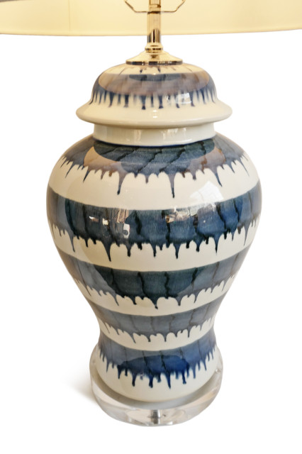 Vintage Indigo Stripe Ceramic Table Lamp - Asian - Table Lamps - by ...
