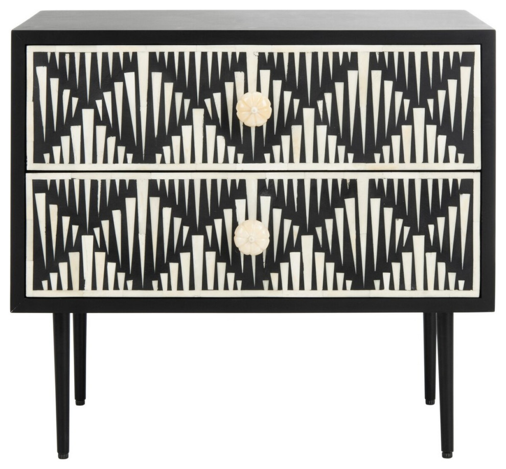 Safavieh Couture Tessie Bone Inlay Nightstand Black - Mediterranean ...