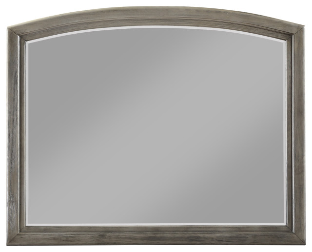 Benzara Transitional Style Wooden Decorative Mirror with Arched Top ...