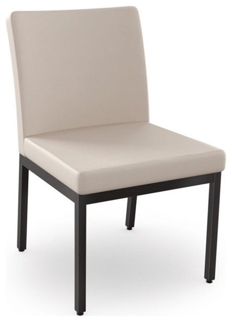 Amisco Perry Faux Leather and Metal Dining Chair (Set of 2) in Cream ...
