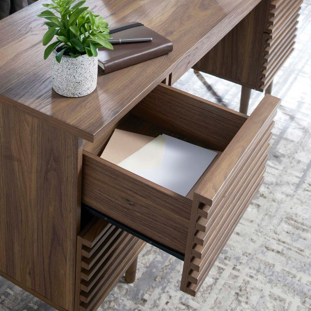 Render Office Desk, Walnut - Midcentury - Desks And Hutches - by First ...