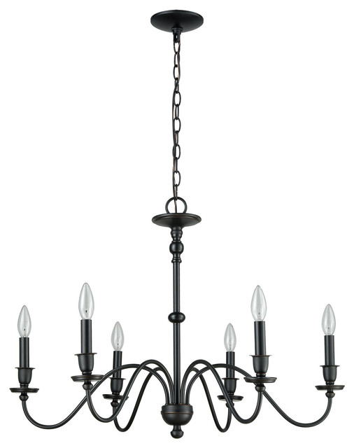 Collins 6-Light Chandelier, Matte Black - Traditional - Chandeliers ...