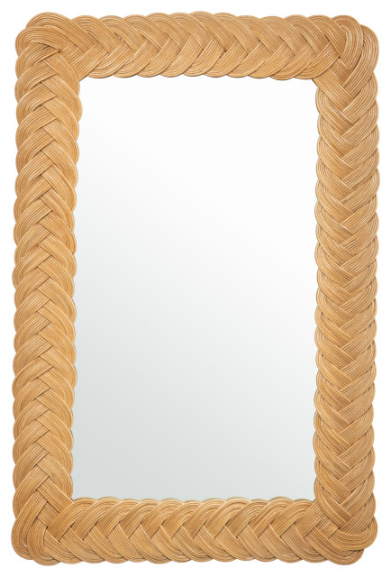 Braided Wicker Wall Mirror, 36" Tall, Natural - Tropical - Wall Mirrors ...