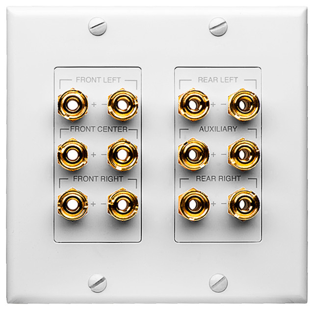 5.1 Home Theater 6 Terminal Decora Speaker Binding Wall Plate ...