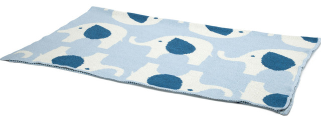 in2green Baby Elephant All Over Eco Throw, Blue - Tropical - Baby ...