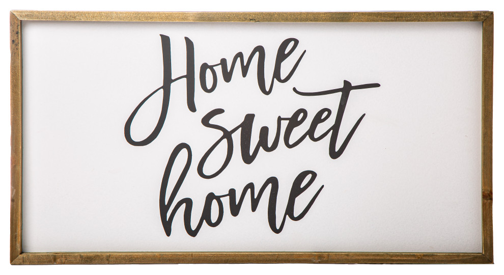 Wood Wall Art with "Home Sweet Home" Writing Design Painted White ...