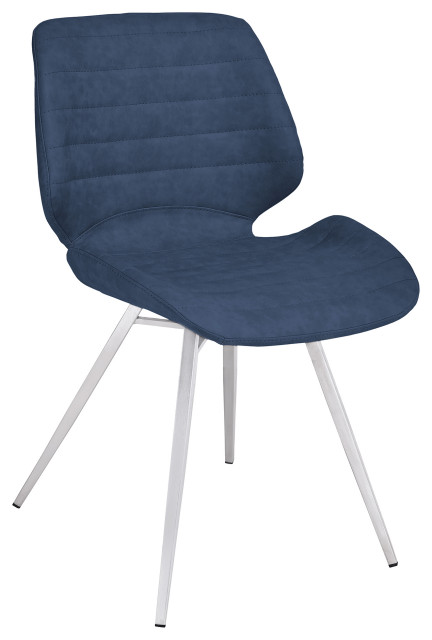 Valor Contemporary Dining Chair in Dark Vintage Blue Faux Leather - Set ...