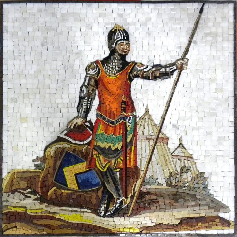 Soldier With Shaft Stone Mosaic Mural Art, 31" x 31" - Traditional ...