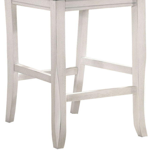 Wooden Counter Height Chair With Curved Back, Set of 2, White and Gray ...