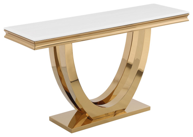 Trinidad White Rectangular Stone Console Table - Contemporary - Console ...