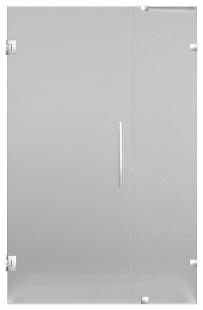 Nautis Frameless Hinged Shower Door Frosted Stainless Steel 41x72