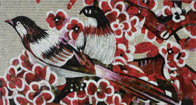 Royal Red Bird Mosaic Art Design, 44" x 24" - Contemporary - Tile ...