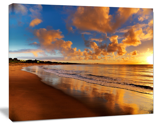 Colorful Sunset on the Beach, Landscape Canvas Art Print, 20"x12 ...