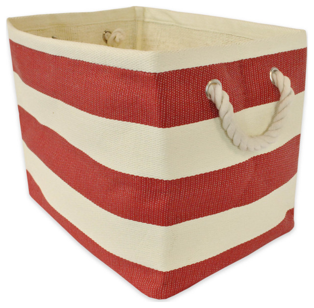 Paper Bin Stripe Tango Red Rectangle Medium 15"x10"x12", 15Lx10Wx12H ...