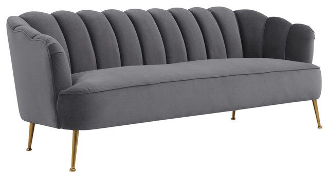 Gray Art Deco Hollywood Regency Glam Couch - Midcentury - Sofas - by ...