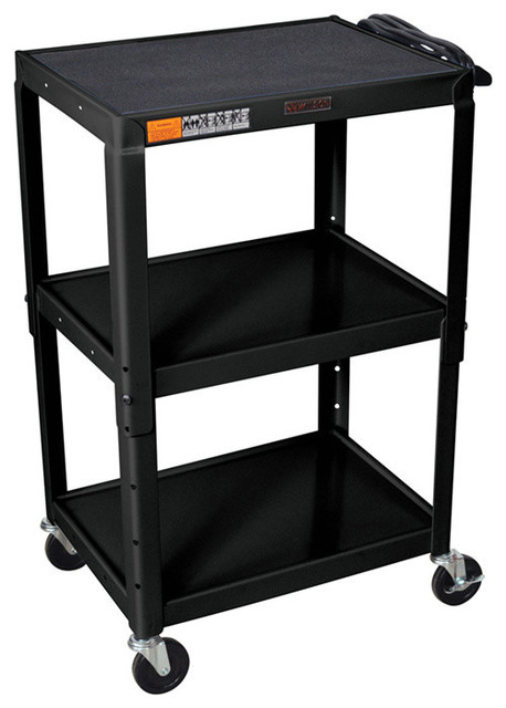 Luxor Black Metal 3-Shelf Presentation Cart - Contemporary - Office ...
