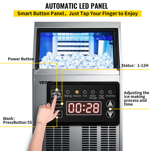 110V Ice Maker Machine Automatic Operation Ice Cube Maker, 88lbs/24h ...