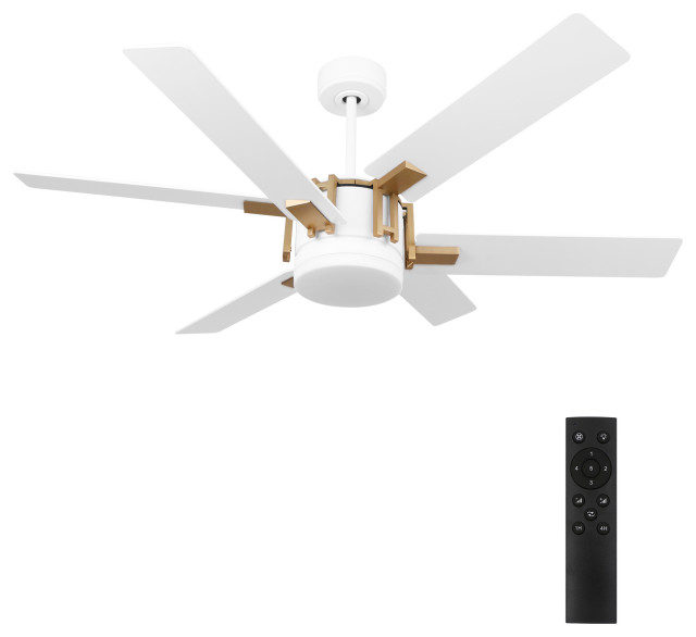 Jaxx 52" 6-Blade Ceiling Fan, White/White - Transitional - Ceiling Fans ...