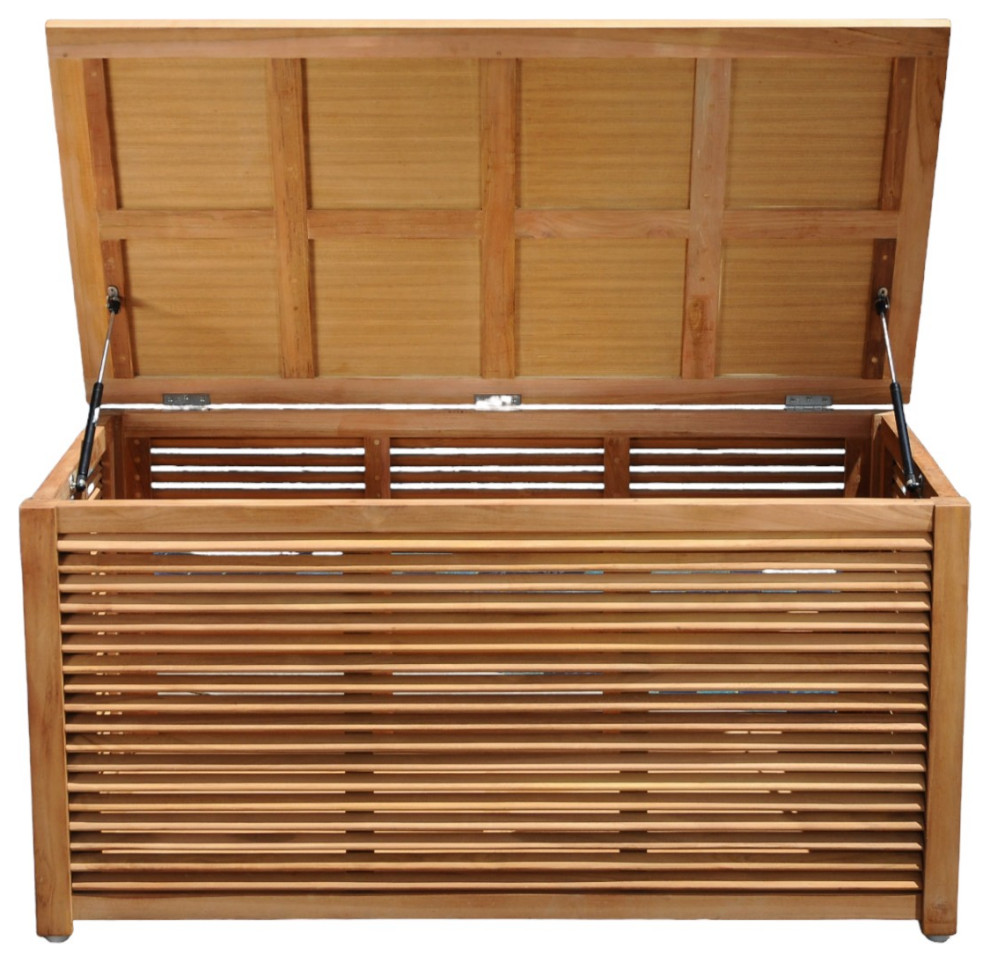 52" Teak Storage Pool Box - Contemporary - Deck Boxes And Storage - by ...