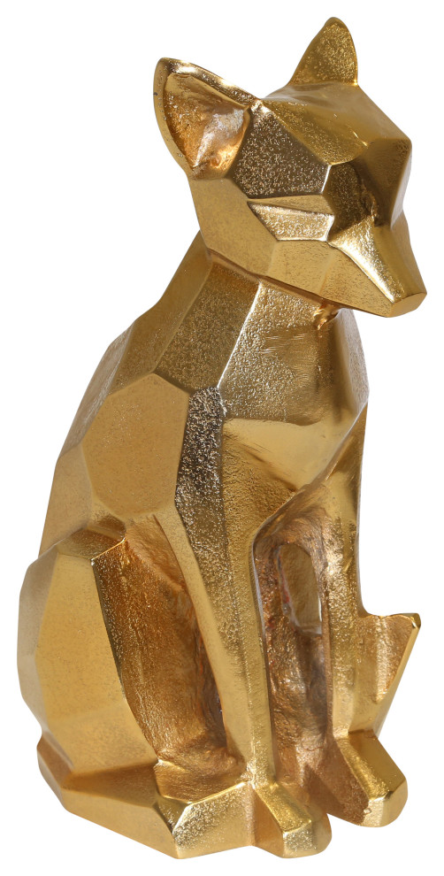 Faceted Aluminum Frame Fox Figurine, Medium, Gold - Contemporary ...