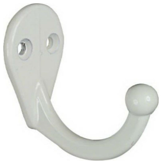National Hardware® N248-377 Single Clothes Hook, White, 2-Pack ...