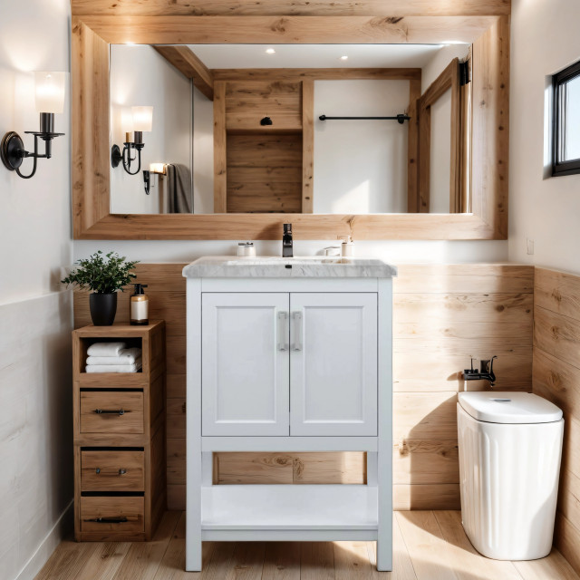 Affinity Bathroom Vanity With Carrara Marble Countertop, 25 in ...