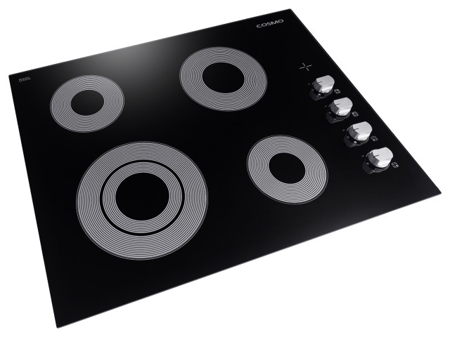 Cosmo 24" Electric Ceramic Glass Cooktop With 4 Elements, Dual Zone ...