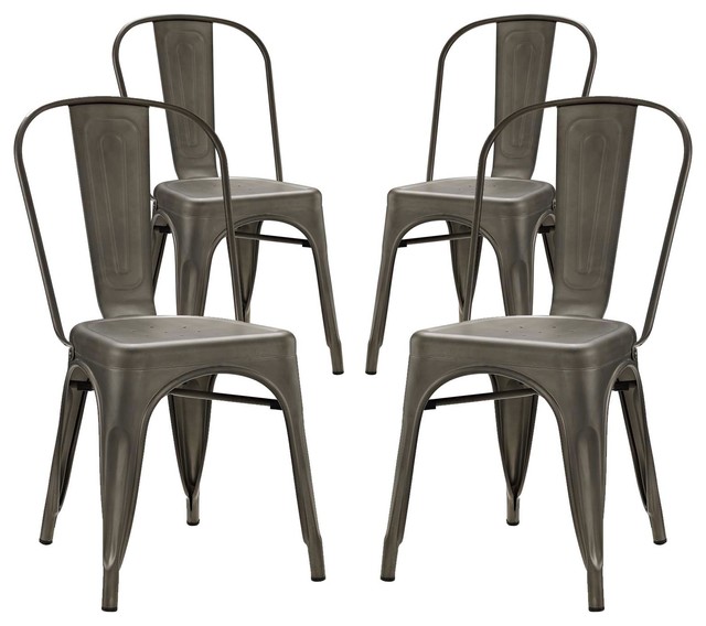 Modern Brown Promenade Dining Side Chair Set of 4, 17"Lx20"Wx34"H ...