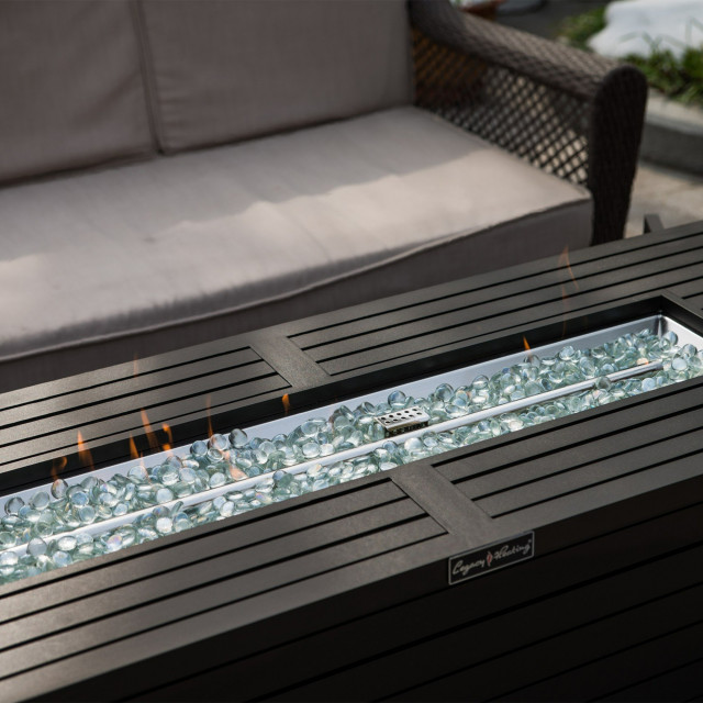 Rectangular Steel Outdoor Fire Pit Table with Control Panels ...