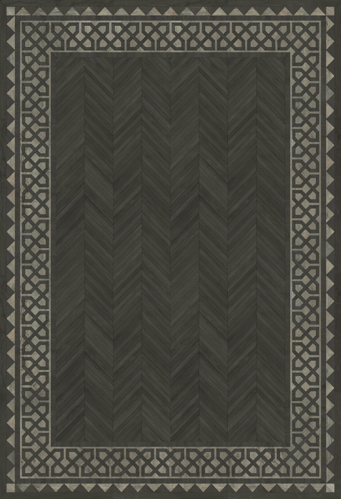 Artisanry University, Wellington 120x175 Vinyl Floorcloth, Aged Black ...