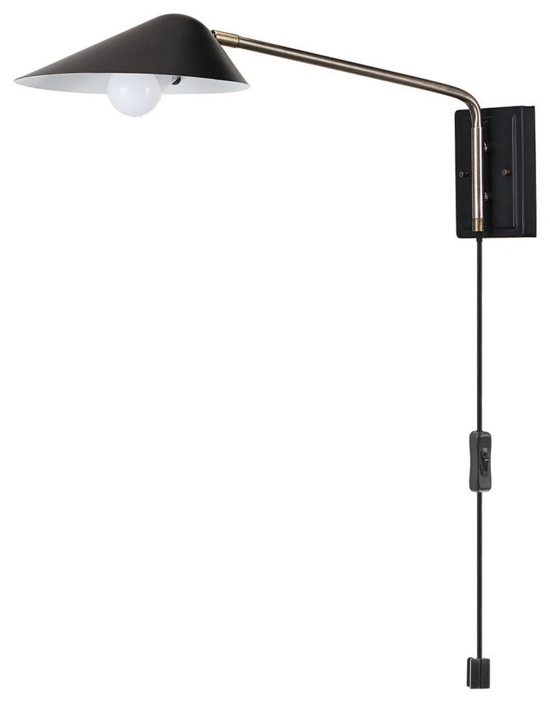 Finnick 1-Light Matte Black Plug-in/Hardwire Wall Sconce, LED ...