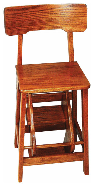 Amish Made Oak Step Stool With Back - Transitional - Ladders And Step ...