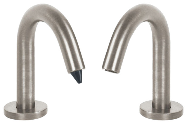 Fontana Chicago Goose Neck Brushed Nickel Faucet & Automatic Soap ...