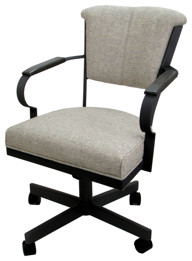 Miami Swivel Metal Caster Chair Wood Armrests, Reading Base ...