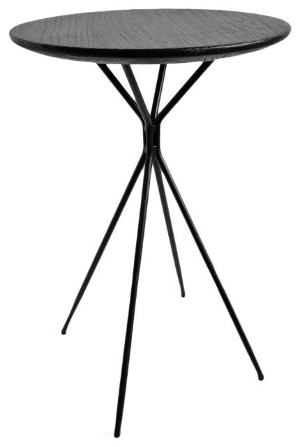 Modern Black Wood Top Side Table - Midcentury - Side Tables And End ...