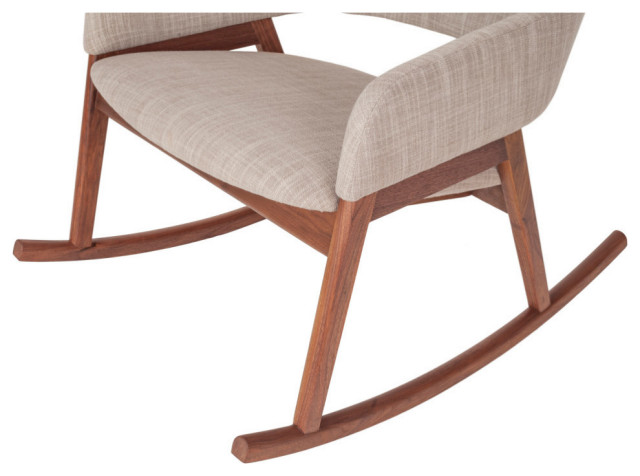 Scandinavian Round Back Grey Fabric Rocking Accent Chair - Scandinavian ...