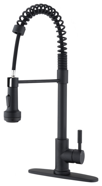 Single Handle Deck Mounted Spring Neck Pull Down Kitchen Faucet with ...