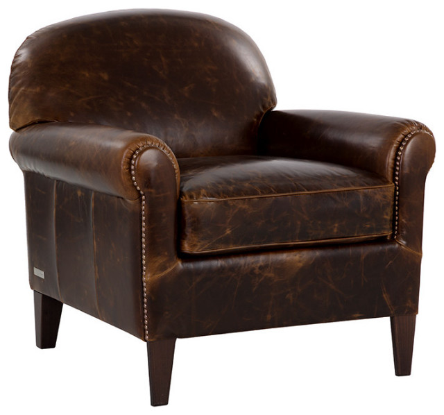 Latham Lounge Chair, Chocolate Leather - Transitional - Armchairs And ...