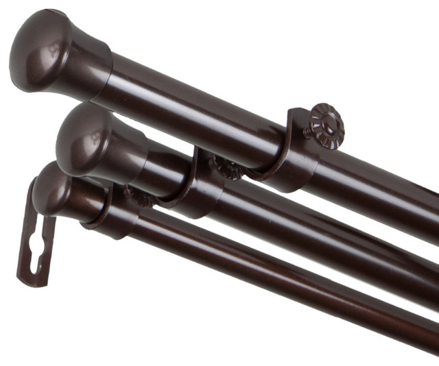 Central Design 13/16 inch Triple Curtain Rod, 120-170" - Transitional ...