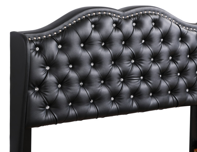 Joy Jeweled Dark Gray Tufted King Panel Bed - Traditional - Panel Beds ...