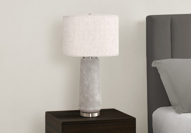 Lighting, 29"H, Table Lamp, Gray Resin, Ivory/Cream Shade, Modern, 16L ...