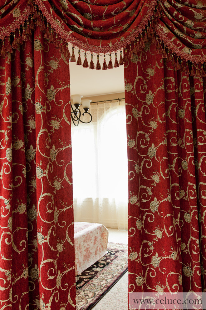 "Louis XVI Royal Red" Elegant Designer Curtains with Valance, Swags and ...