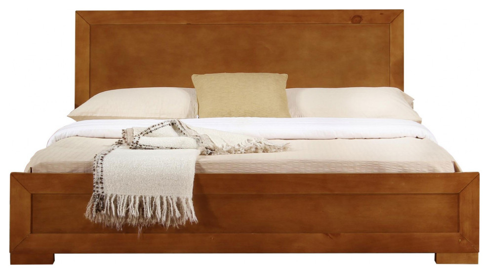 Oak Wood Full Platform Bed Transitional Platform Beds By