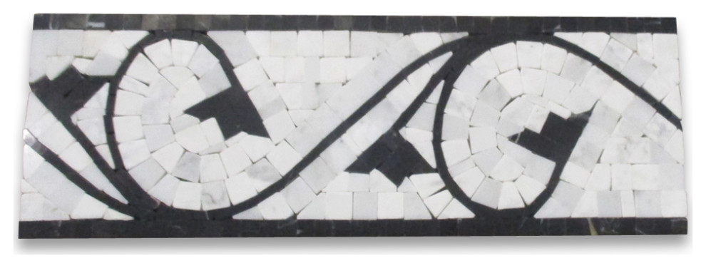 Marble Mosaic Border Listello Accent Tile Agean Bianco 5x14.5 Polished ...