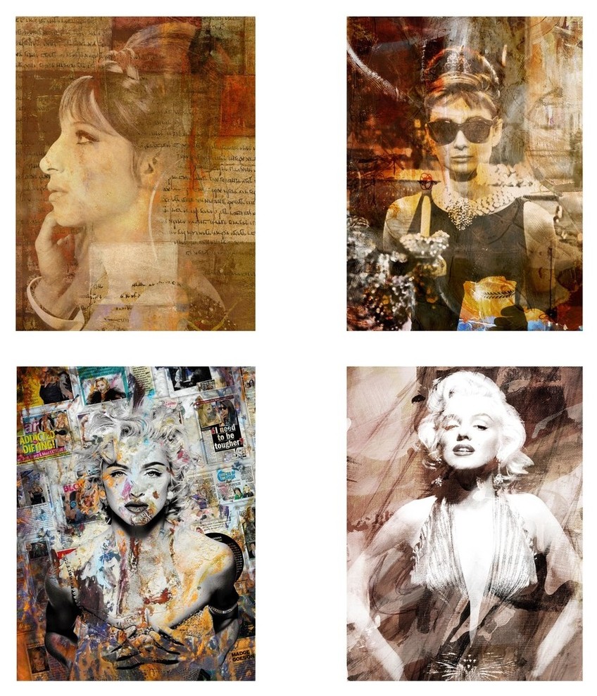 Divas Canvas Wall Art, 4-Piece Set - Midcentury - Prints And Posters ...