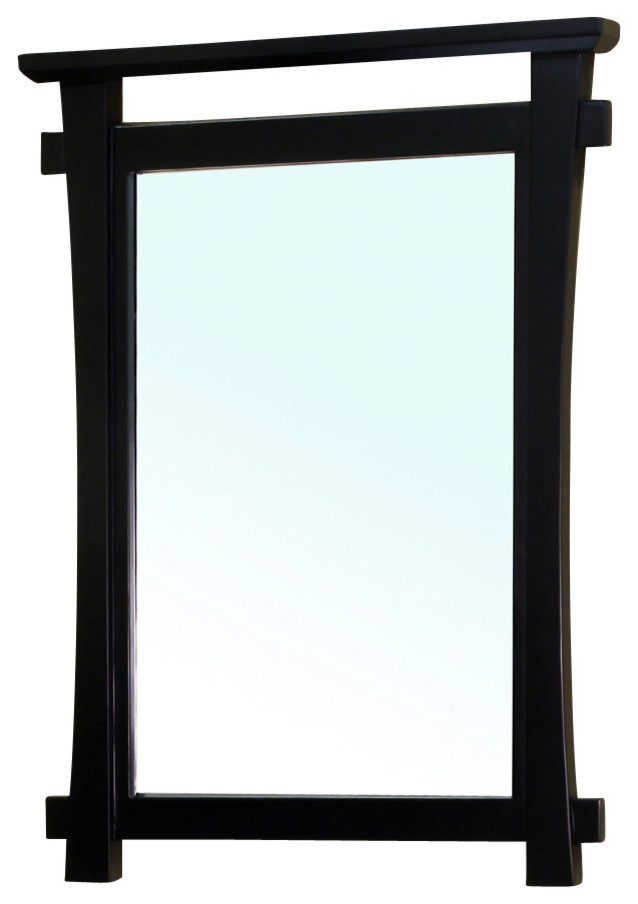 Rectangular Solid Wood Black Frame Mirror - Asian - Bathroom Mirrors ...