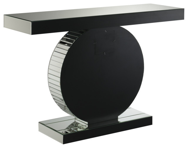 Angelonia Rectangular Console Table With Circular Base Clear Mirror ...