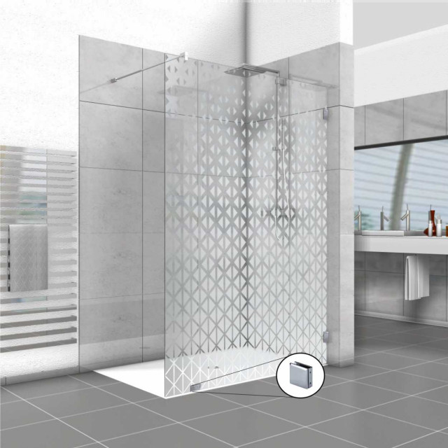 Fixed Glass Shower Screen Mini Diamonds Design, 43-1/2" X 75 ...